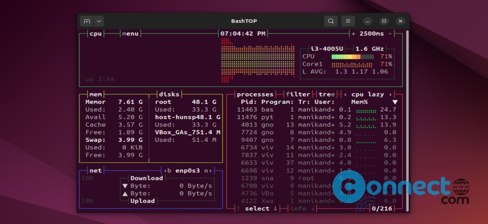 How To Install Bashtop Terminal Resource Monitor On Ubuntu