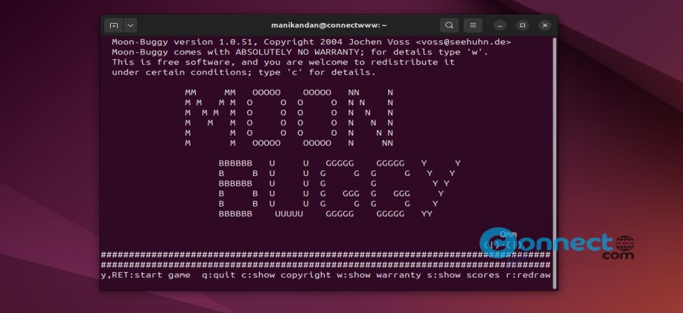 How to Install Moon Buggy On Ubuntu – Classic Command line Car Game ...