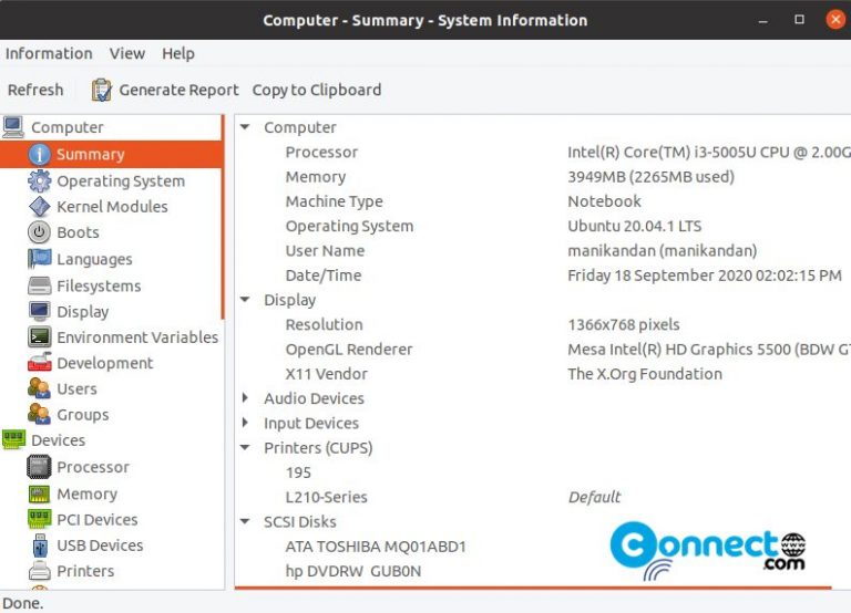 How to Check System Information with Hardinfo GUI | CONNECTwww.com