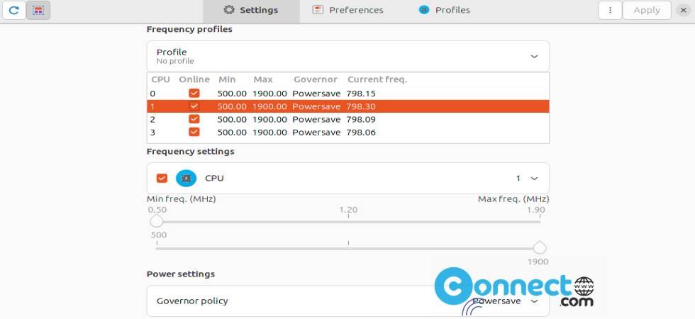 Adjust CPU Frequency with CPUpower GUI | CONNECTwww.com