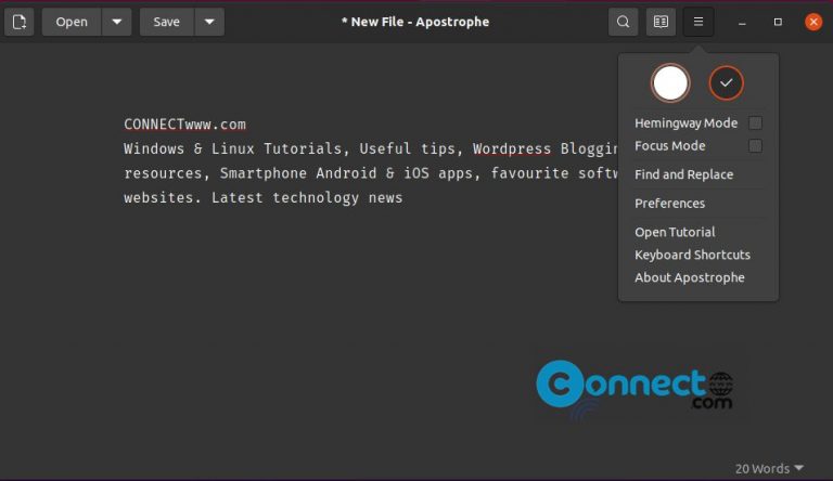 Apostrophe Markdown Editor for Linux | CONNECTwww.com
