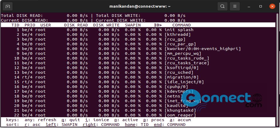 Iotop Disk I/O Monitoring Tool for Linux | CONNECTwww.com
