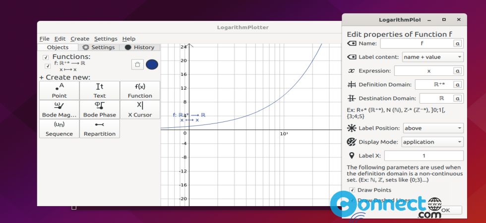 LogarithmPlotter 2D Plotter Software | CONNECTwww.com