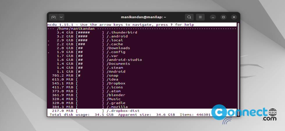 How To Check Disk Space Usage Using Ncdu In Linux