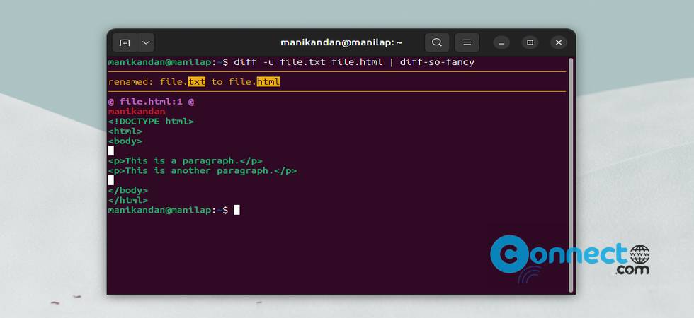 Diff-so-fancy Command line File Comparison Application | CONNECTwww.com Diff-so-fancy Command line File Comparison Application | CONNECTwww.com