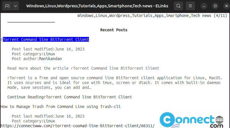 ELinks Text Web Browser | CONNECTwww.com