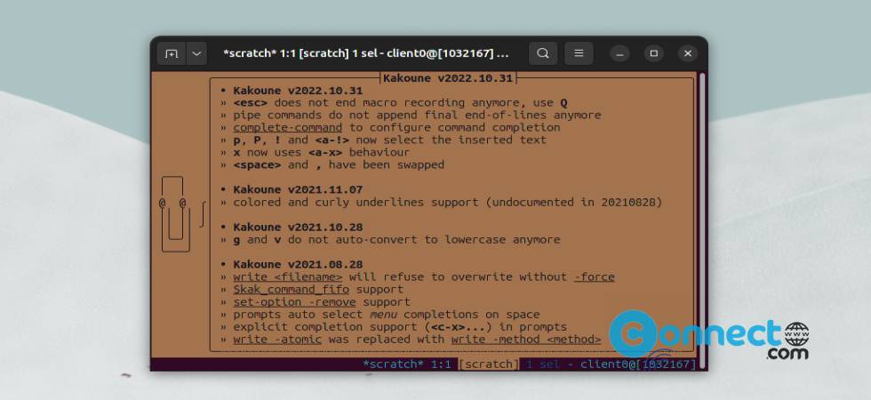 Kakoune Command line Code Editor | CONNECTwww.com
