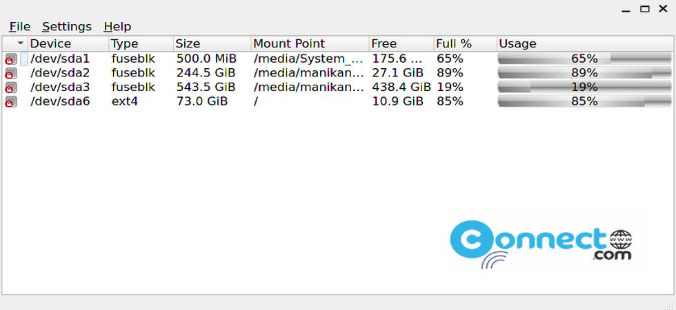 KDiskFree Disk Information Tool | CONNECTwww.com