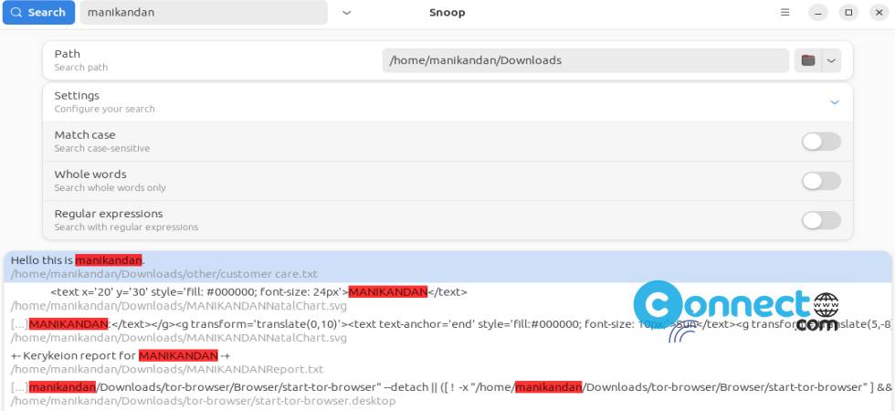 Snoop File Content Search Application | CONNECTwww.com
