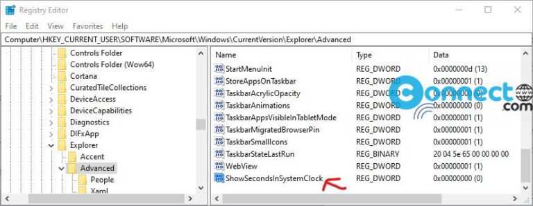 How to Show Seconds in Windows 10 Taskbar Clock | CONNECTwww.com
