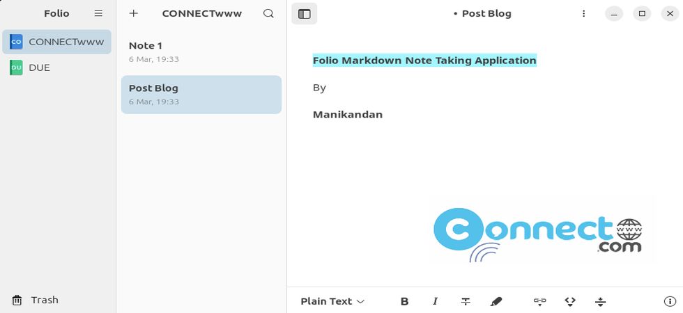 Folio Markdown Note Taking Application | CONNECTwww.com